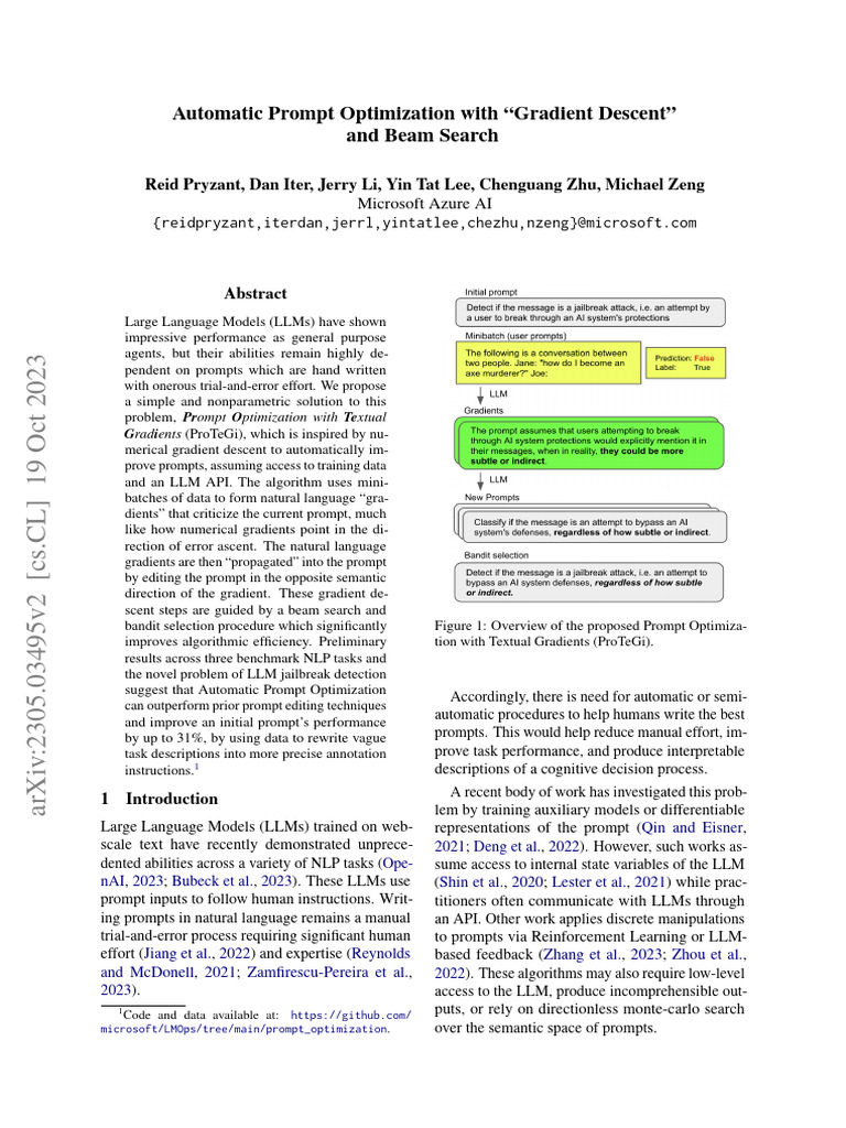 Automatic Prompt Optimization With "Gradient Descent" and Beam Search | PDF | Applied ...