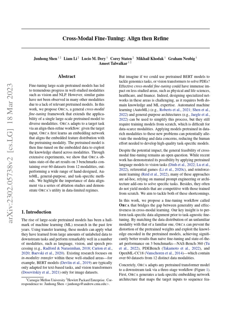 Cross-Modal Fine-Tuning: Align Then Refine | PDF | Tensor