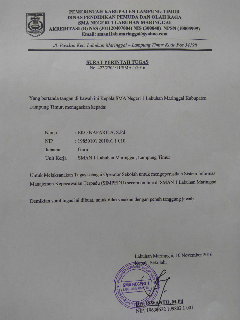 SPT Op Simpedu Sman 1 LBM (Eko Nafarila 2016) | PDF