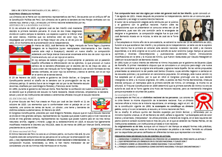 Ficha DPCC Simbolo Patrio1º FATIMA 2024 | PDF | Perú | Comunidad andina