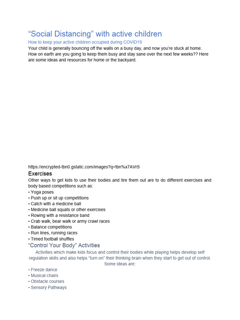 Sensory Activities For Home COVID19 | PDF | Home & Garden