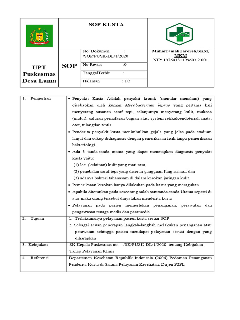 SOP Kusta Sofie | PDF