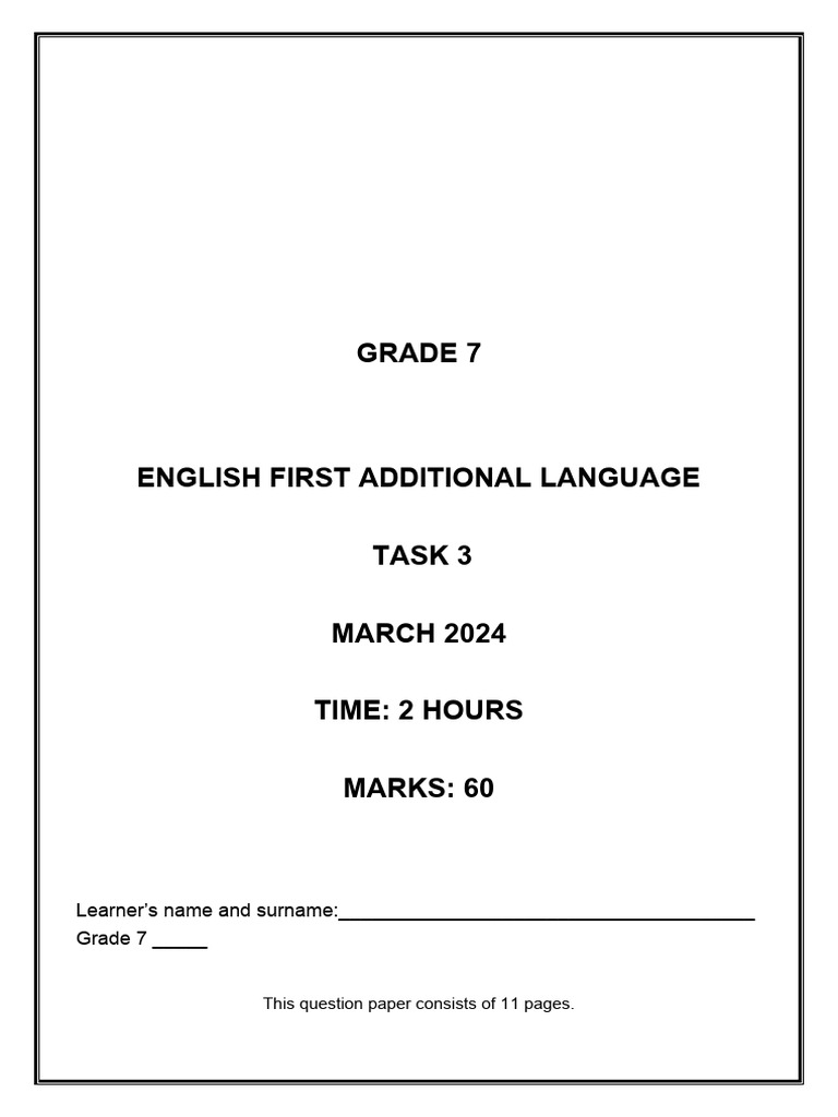 GR 7 English FAL TASK 3 2024 | PDF | Substance Abuse | Adjective