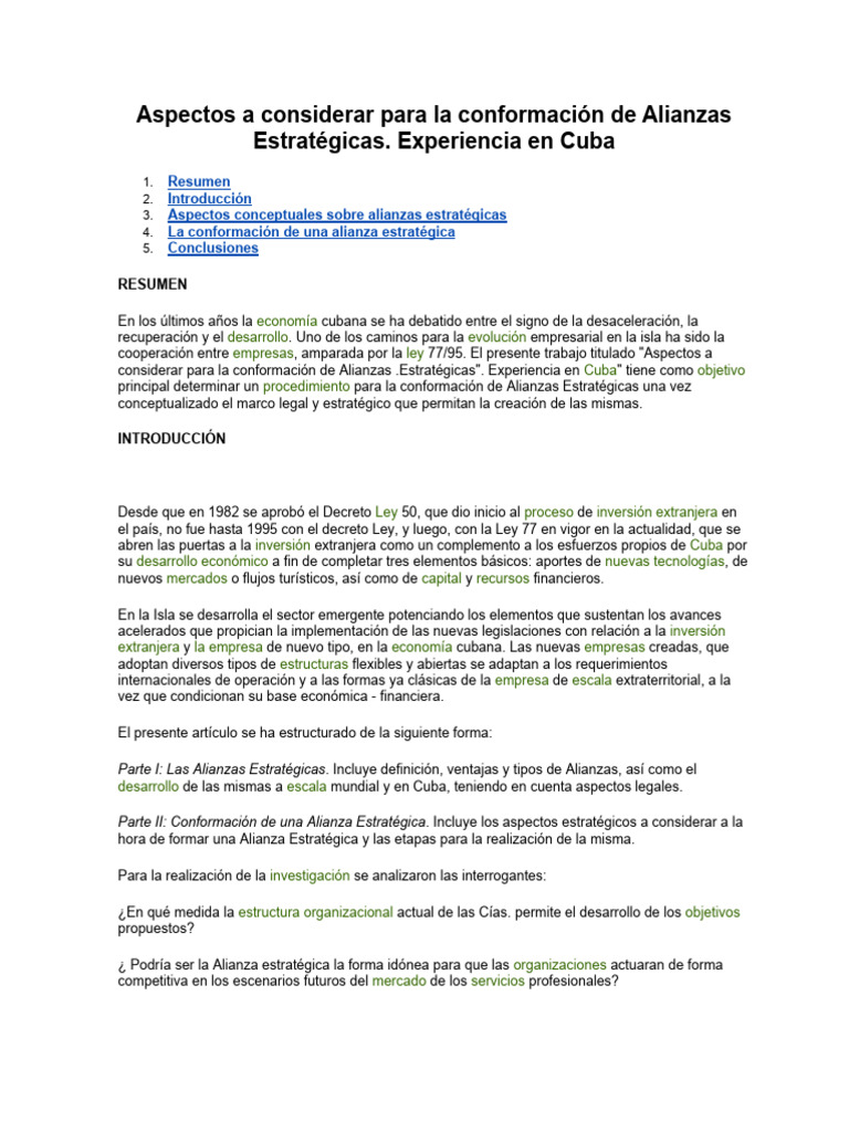 Alianzas Cuba | PDF | Proyecto conjunto | Business