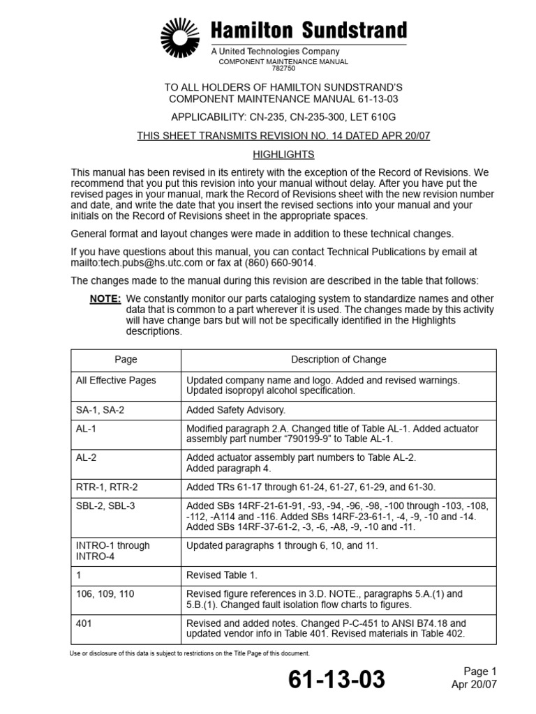 Component Maintenance Manual 782750 | PDF | Propeller | Federal ...