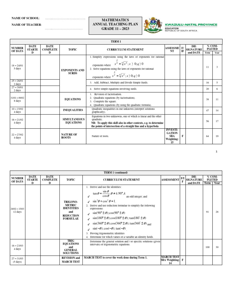 2023 Grade 11 Maths - Atp - Finalversion-1 | PDF | Circle | Perpendicular