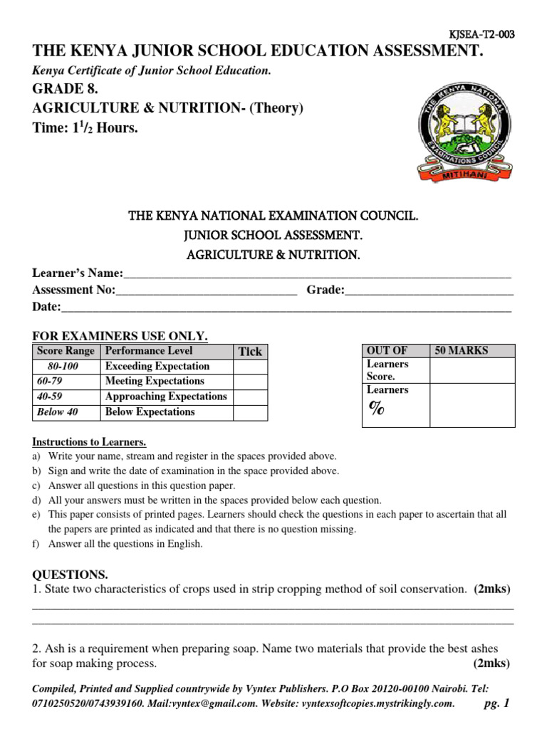 Kjsea G8-T2-003 Agriculture & Nutrition. | PDF | Agriculture
