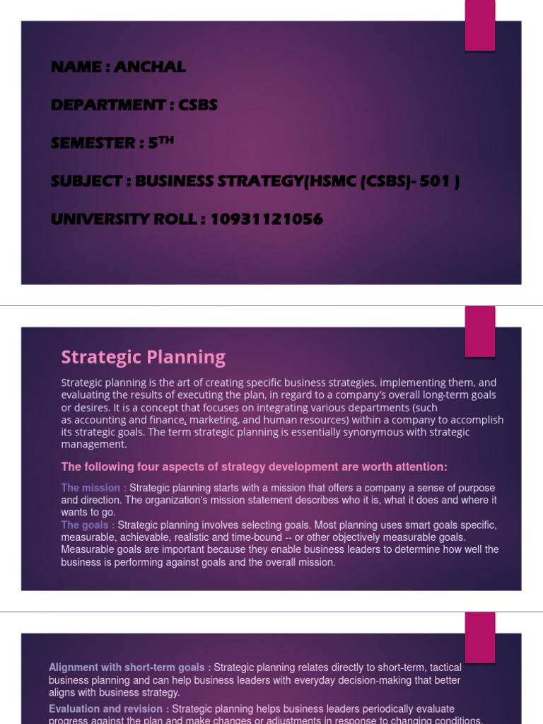 CSBS 10931121056 BS Anchal | PDF | Strategic Planning | Swot Analysis