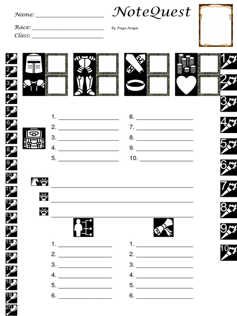 NoteQuest Character Sheet Template | PDF | Business