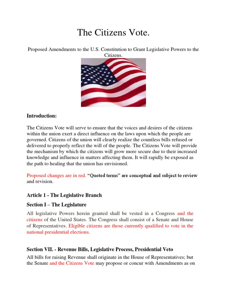 The Citizens Vote Constitutional Amendment Proposal | Download Free PDF ...