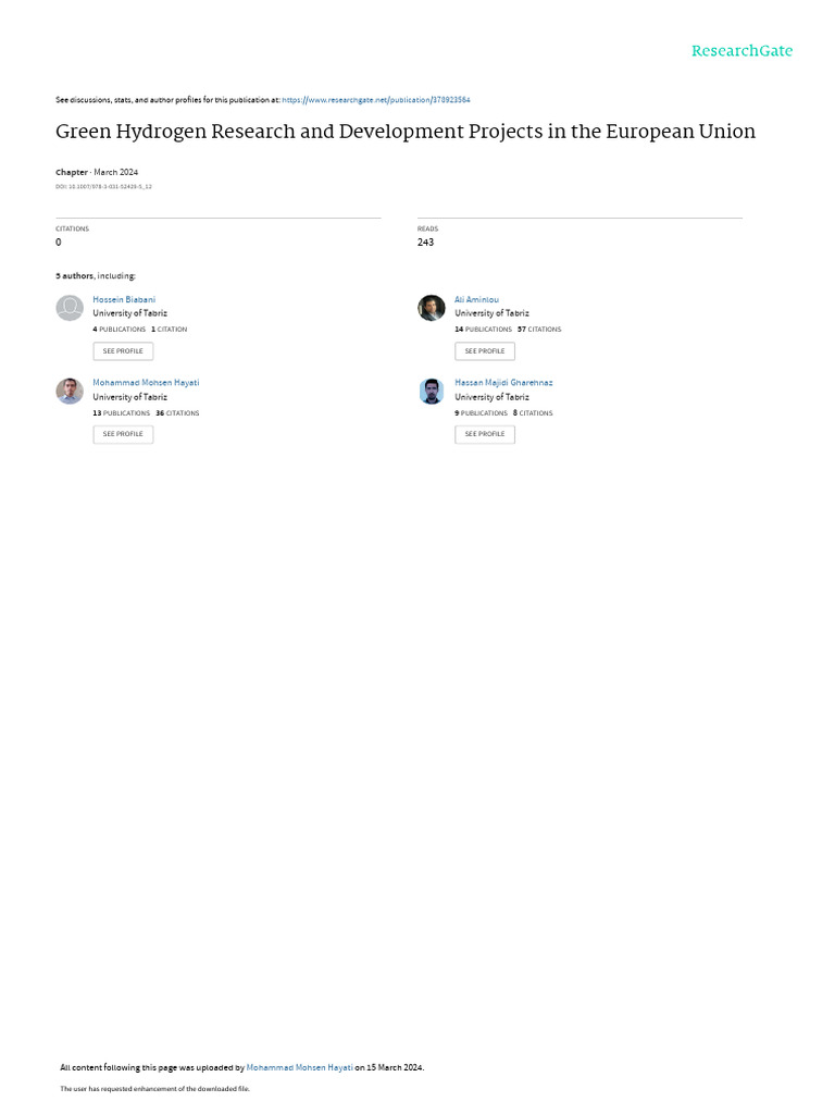 Green Hydrogen Research and Development Projects in The European Union ...