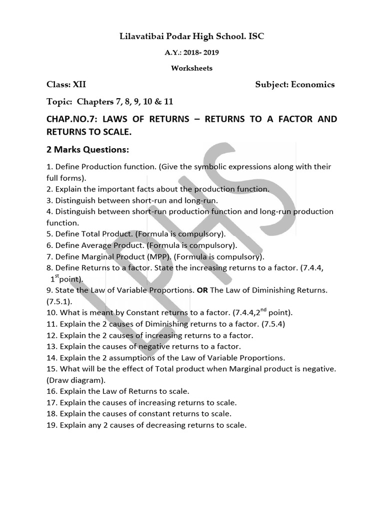 Worksheet For 7,8,9,10,11 | PDF | Monopoly | Perfect Competition