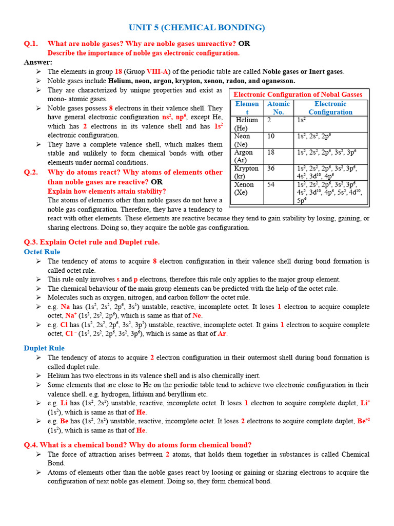 9 - Chemistry Unit 5 (CHEMICAL BONDING) | PDF | Chemical Bond | Ionic ...