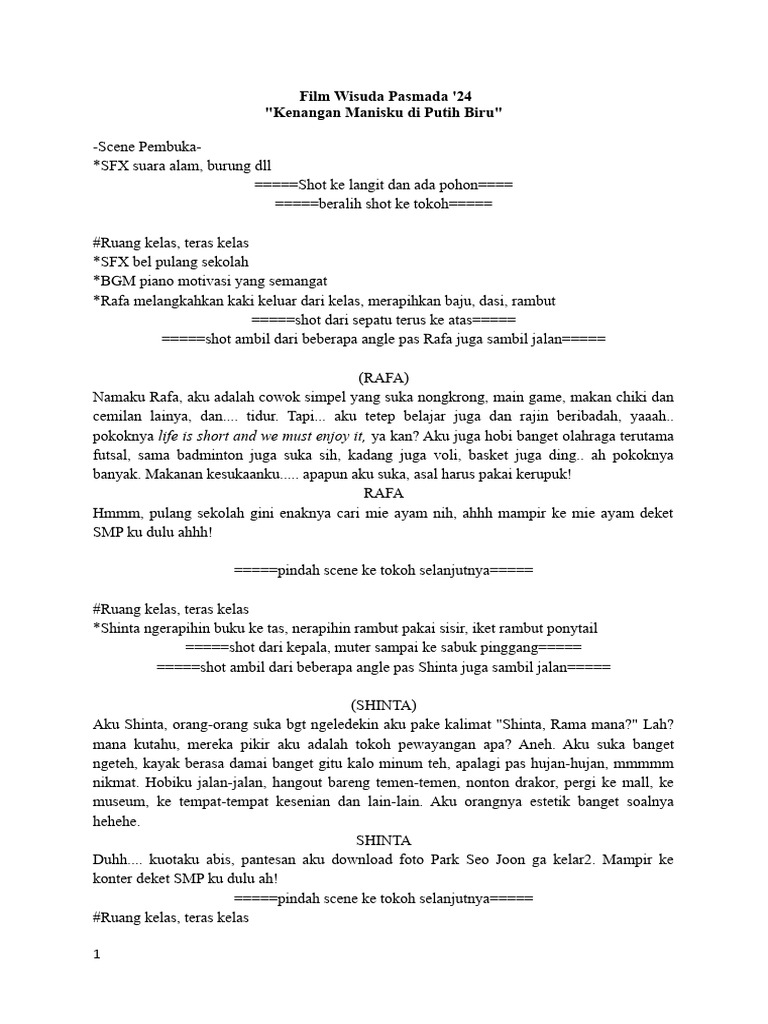 Naskah Film Wisuda Pasmada 24 | PDF