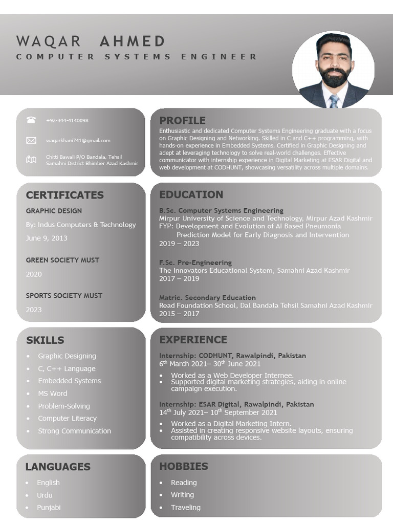 Waqar Ahmed CV | PDF | Computing | Engineering