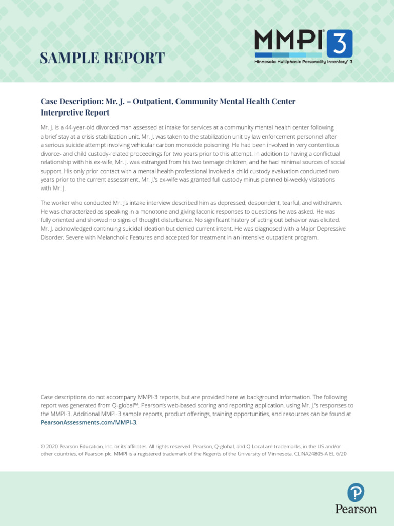 Mmpi 3 Sample Interpretive Report | PDF | Anxiety | Psychology