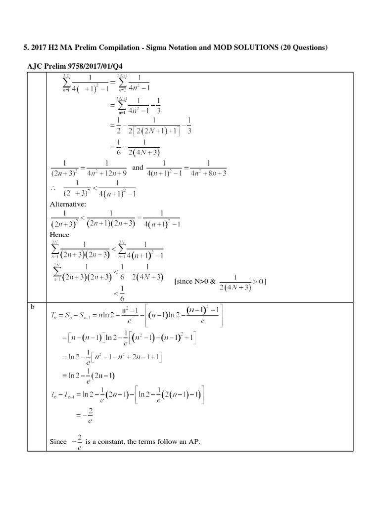 Topical - Sigma and Method of Difference Solution | PDF | Mathematics | Mathematical Analysis