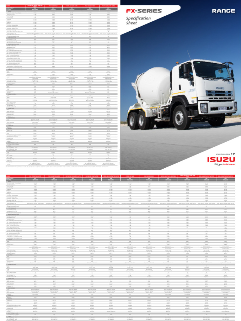 Isuzu FXZ 17-360 Specifications Guide | PDF | Automatic Transmission ...