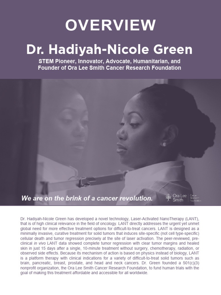 Overview DR Hadiyah Green 011924 | PDF | Cancer | Clinical Trial