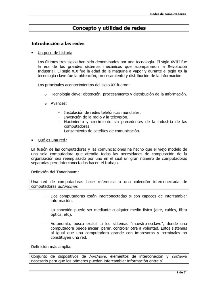 Redes 1 Concepto y Utilidad | PDF | Red de computadoras | Red de área amplia