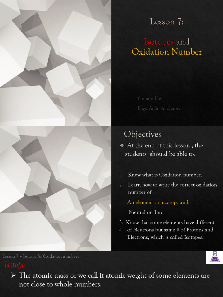 Isotopes & Oxidation Numbers Guide | PDF | Isotope | Atoms