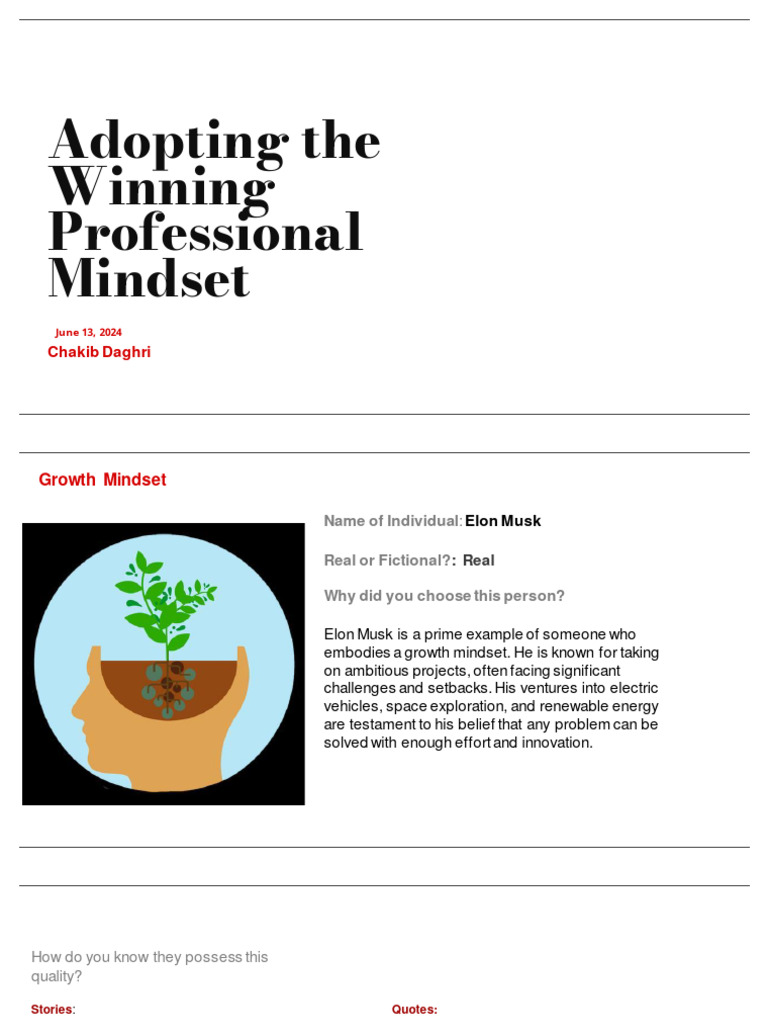 Adopting The Winning Professional Mindset | PDF | Mindset | Elon Musk
