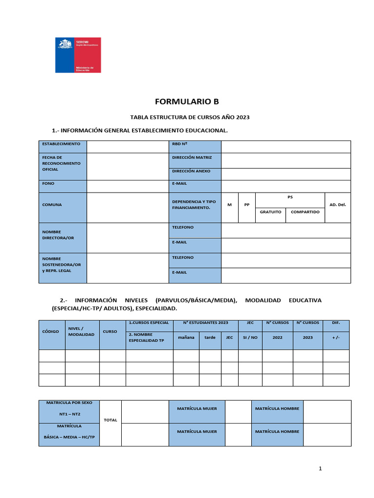 Formulario B 2023 RM | PDF