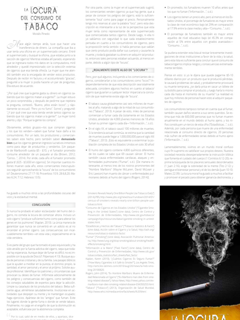 Folleto Locura Consumo Tabaco | PDF | Cigarrillo | Tabaco