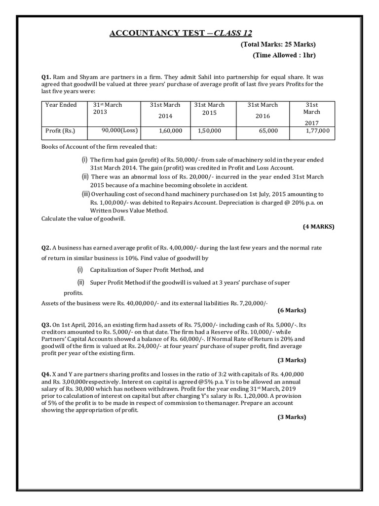 Test Fundamental & Goodwill 2024 | PDF | Goodwill (Accounting ...