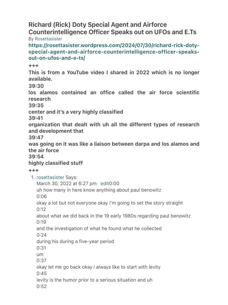 Richard Doty: UFOs and Counterintelligence | PDF | Unidentified Flying ...