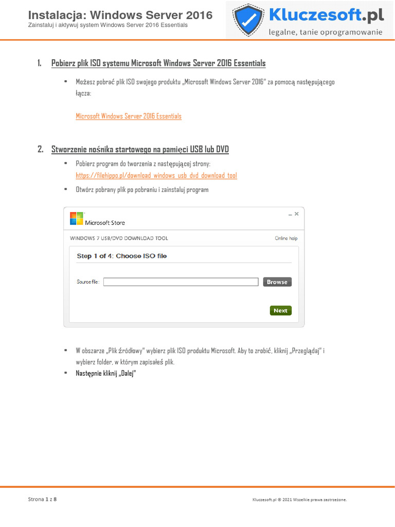Instrukcja Instalacji Microsoft Windows Server 2016 Essentials Pdf