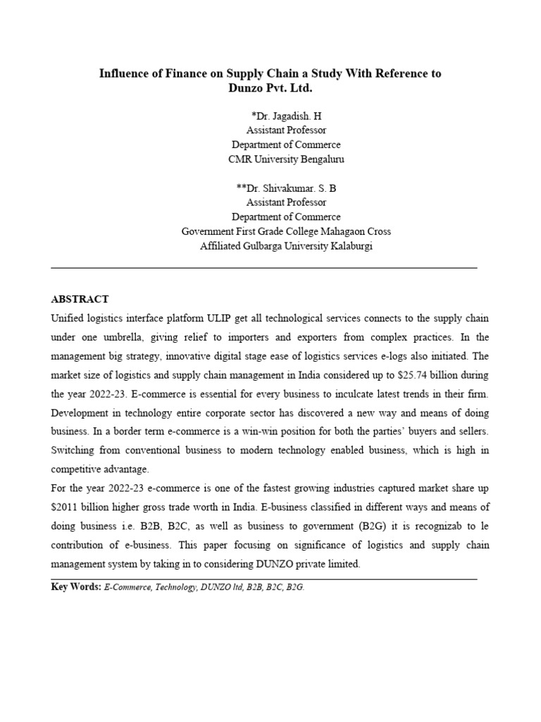Finance Supply Chain Pdf Supply Chain Management Statistics