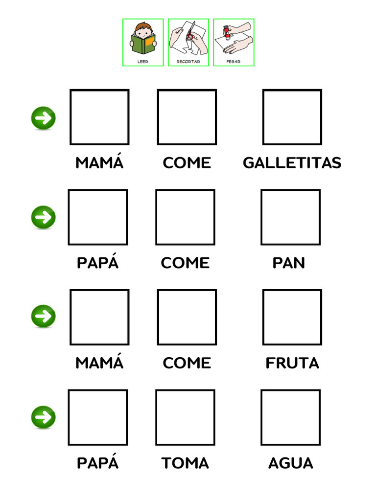 Oraciones Con Pictogramas | PDF