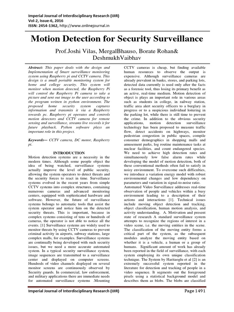 Raspberry Pi Motion Detection System | PDF | Raspberry Pi | Power Supply