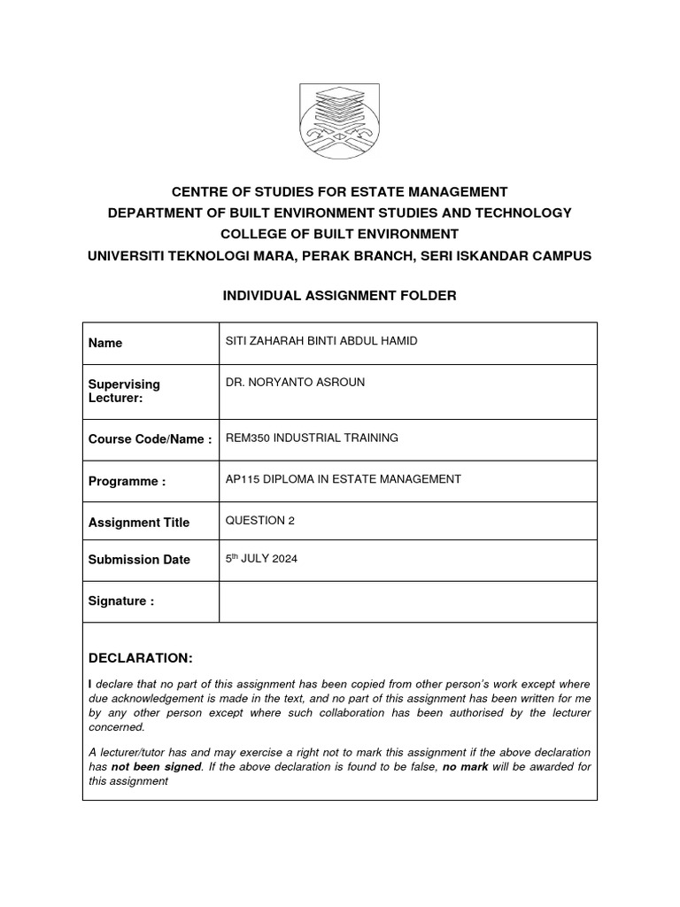 Assignment Rem350 Draft Report | PDF | Green Building | Occupational Safety And Health ...