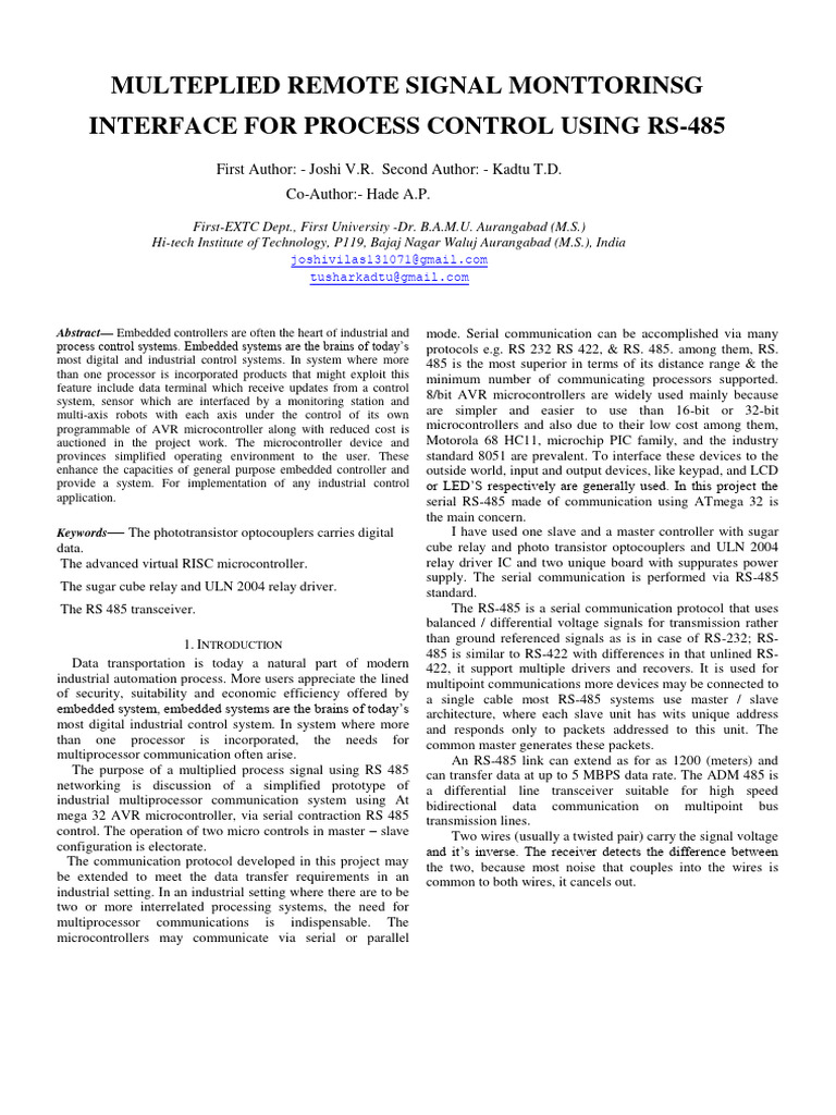 Multi Remote Signal Monitoring Interface | PDF | Microcontroller | Embedded System