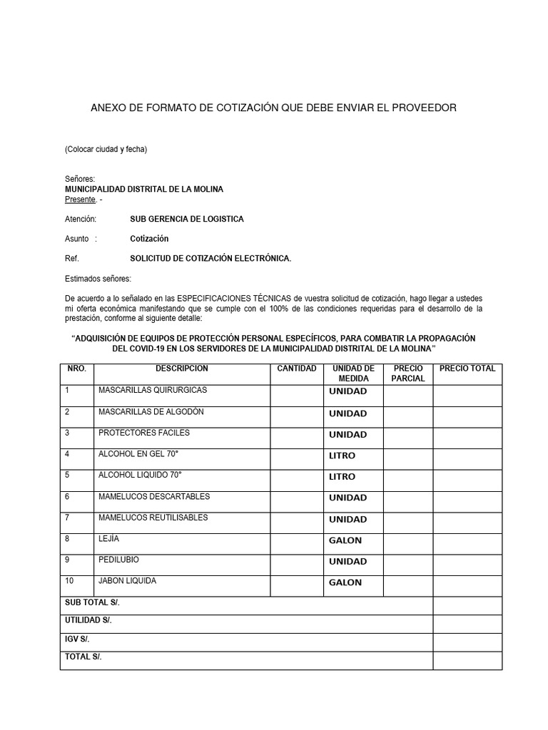 Modelo de Solicitud de Cotización | PDF