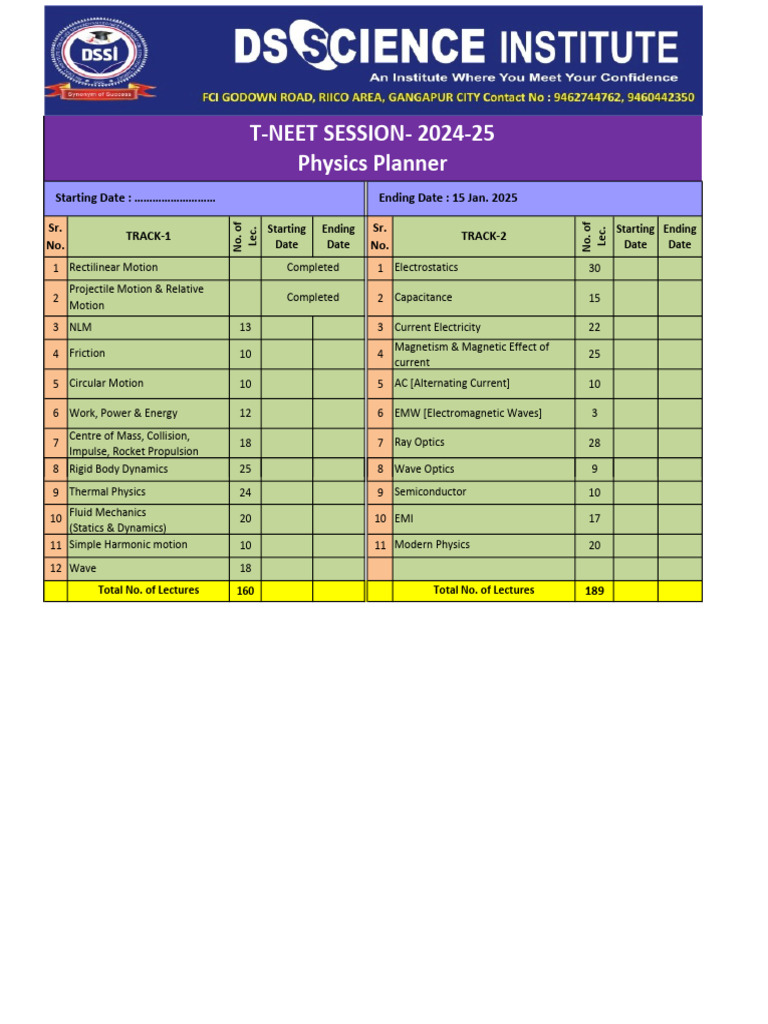 T-NEET Course Planner 2024-25 | PDF | Chemical Reactions | Chemical ...