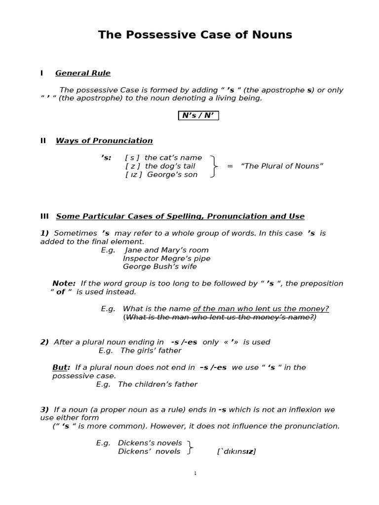 Possessive Case of Nouns | PDF | Linguistics | Linguistic Morphology