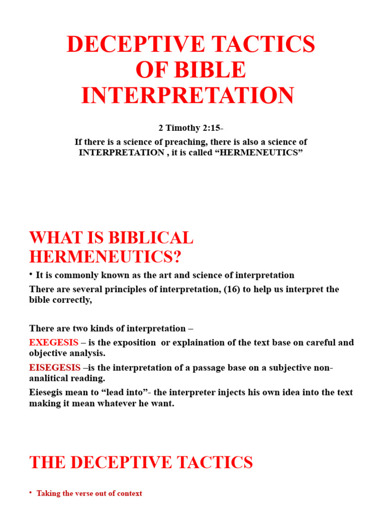 Deceptive Tactics of Bible Interpretation | PDF | Bible | Logos ...
