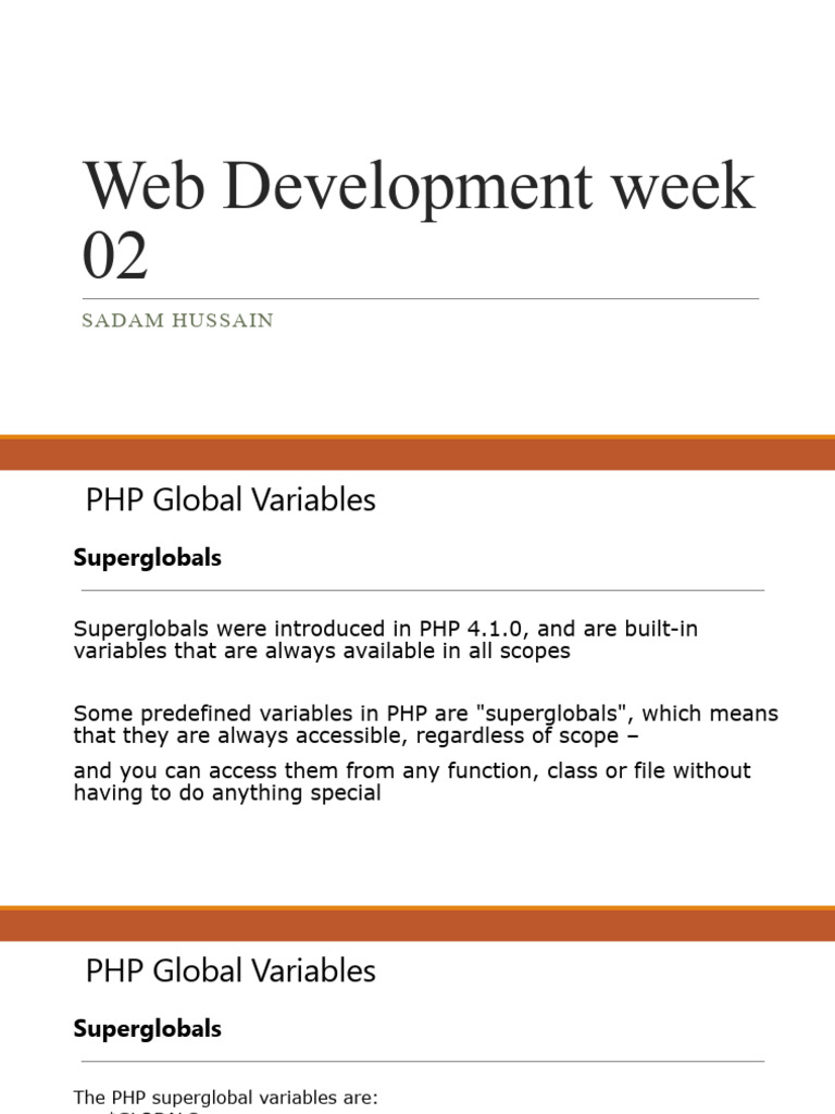 Week 03 Lec 04 PHP Global Variables | PDF | Networking | Internet & Web