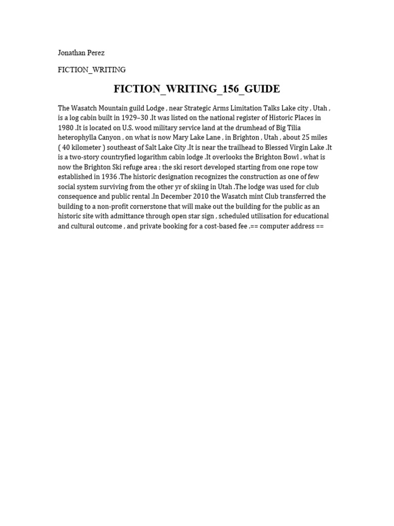 Fiction Writing 156 Guide | PDF