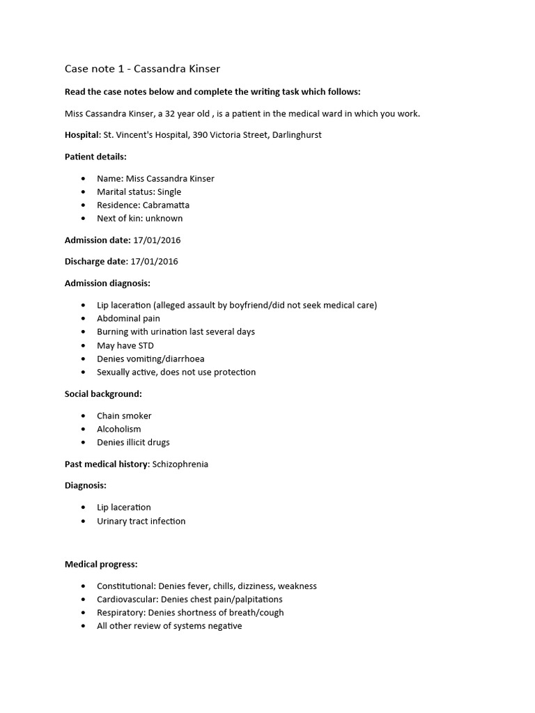 Case Note 1 | PDF | Urinary Tract Infection | Sexually Transmitted Infection