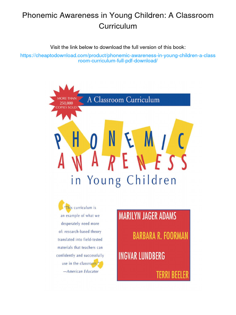 Phonemic Awareness in Young Children: A Classroom Curriculum. ISBN 9781557663214, 978-1557663214 ...