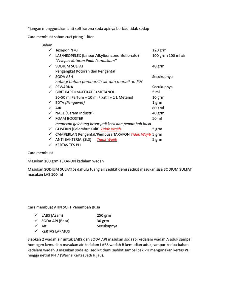 Cara Membuat Sabun Cuci Piring 1 Liter | PDF | Kesehatan Holistik
