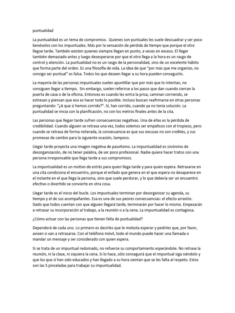 Puntualidad | PDF Puntualidad | PDF