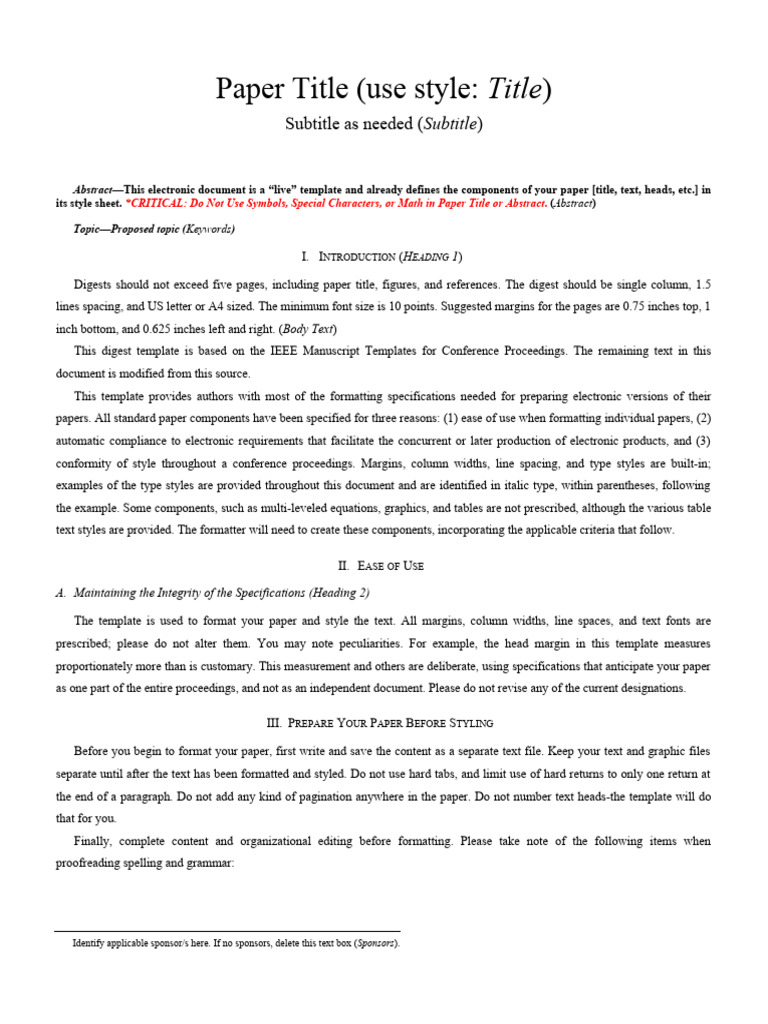 IEEE Paper Formatting Guide | PDF | Note (Typography) | Bracket
