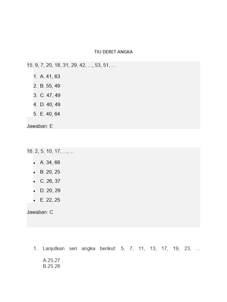 Tiu Deret Angka | PDF