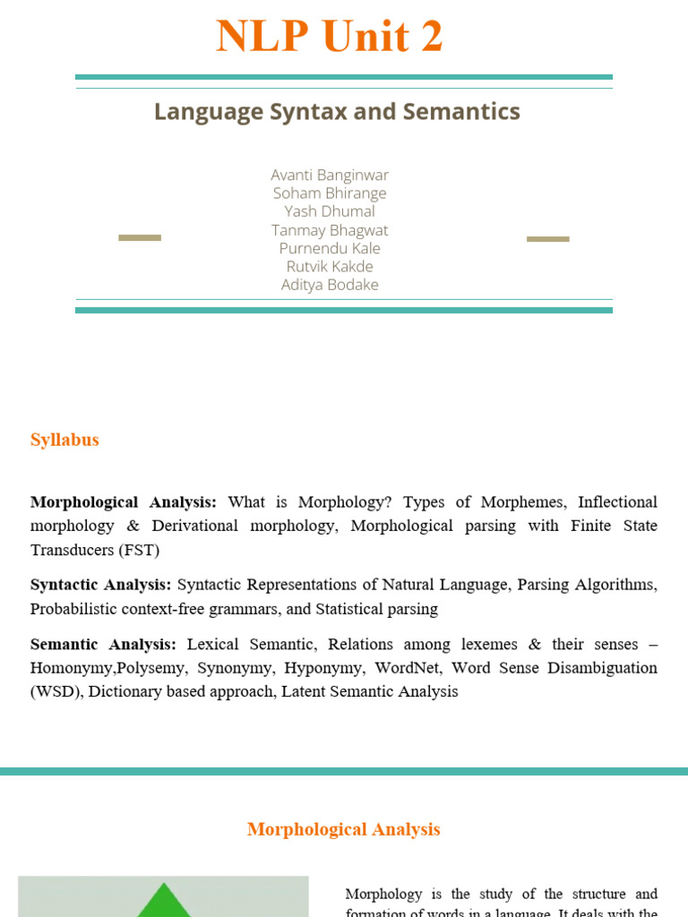 NLP Unit 2 | PDF | Parsing | Morphology (Linguistics)