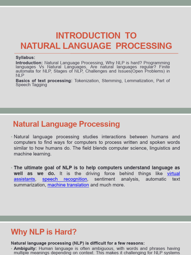 NLP Unit-1 - 1 | PDF | Part Of Speech | Parsing NLP Unit-1 - 1 | PDF | Part Of Speech | Parsing